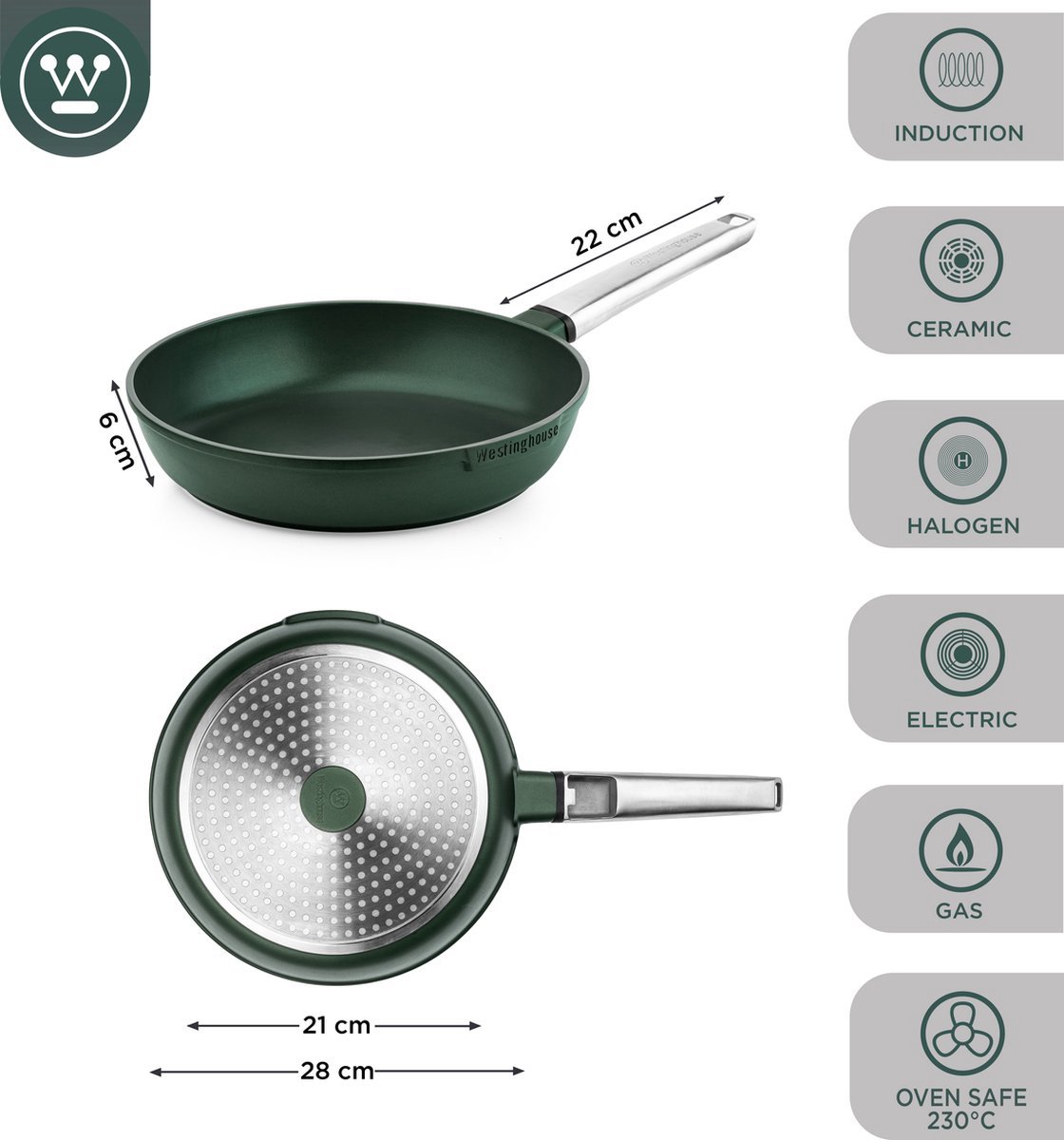 Westinghouse - Série Performance - Poêle À Frire 24 Cm + 28 Cm - Induction - Vert à Prix Carrefour