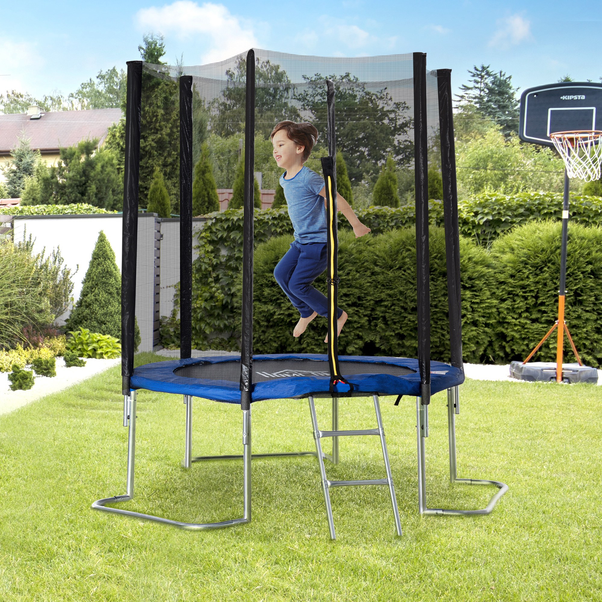 Trampoline Enfant Ø 2,23 M 6 Poteaux Accessoires Inclus Bleu à Prix ...
