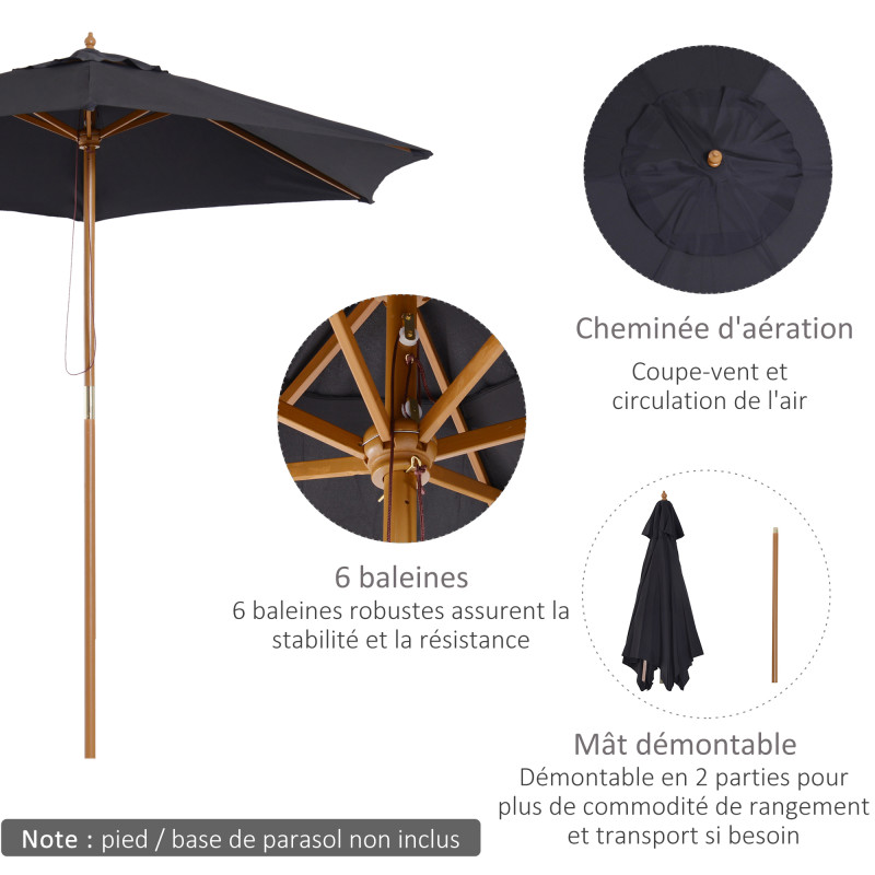 Parasol Hexagonal Bambou Linda Noir à Prix Carrefour