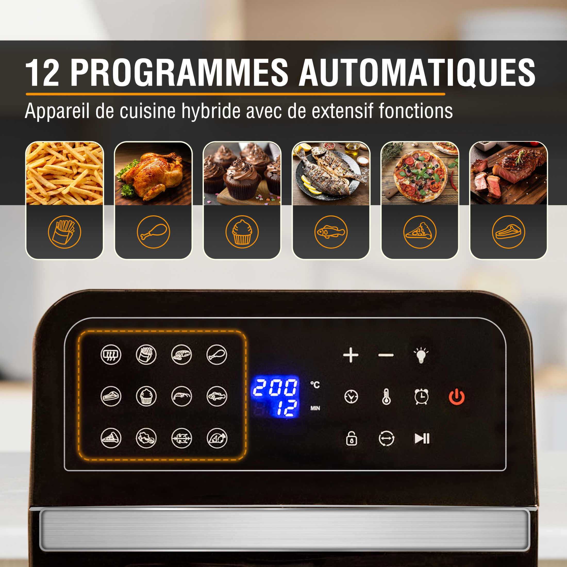 Zoomyo Four Friteuse À Air Chaud, Four Et Friteuse En Un, Avec Nombreux ...