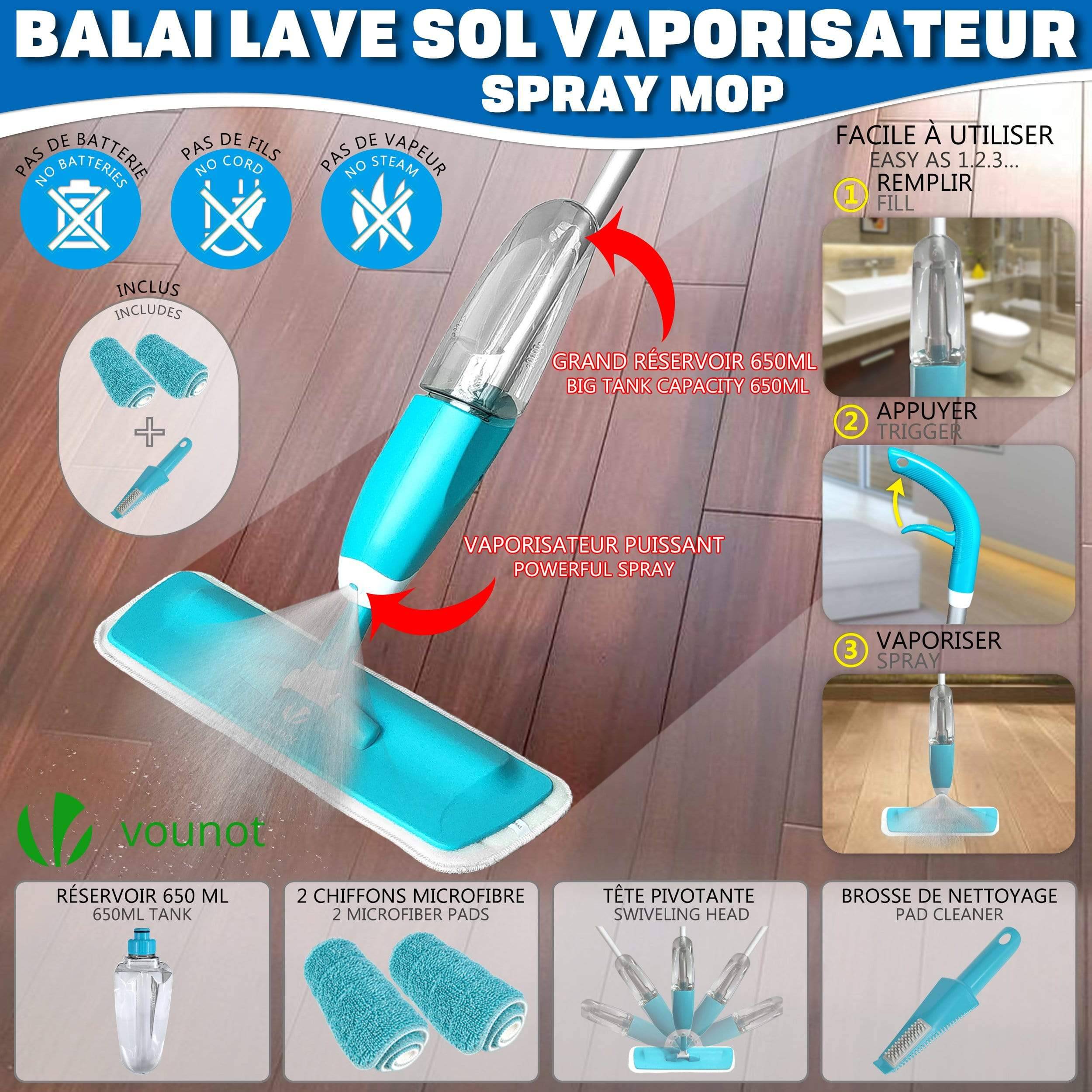 Balai Vaporisateur Lave Sol Bleu à Prix Carrefour