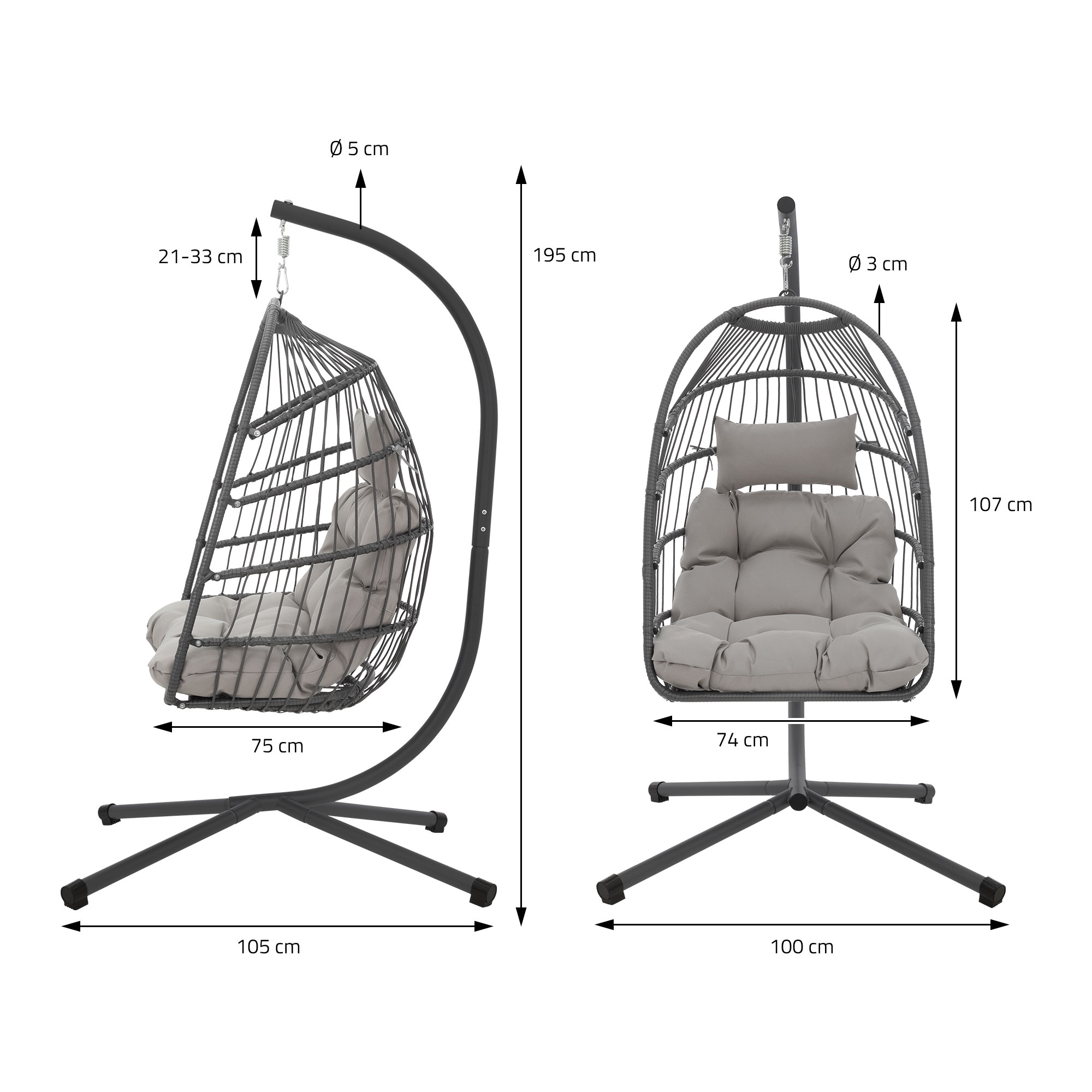 Chaise Suspendue Fauteuil Œuf Balancelle Avec Coussin Intérieur ...