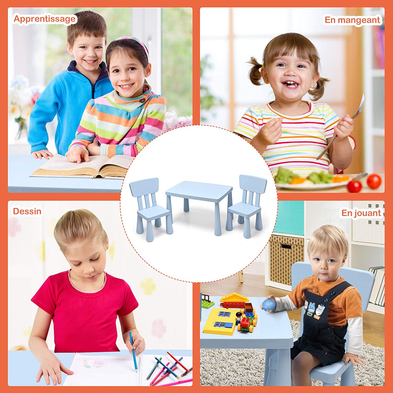 Costway Ensemble Table Et Chaises Pour Enfants Pour Jouer,manger, Dessiner à Prix Carrefour