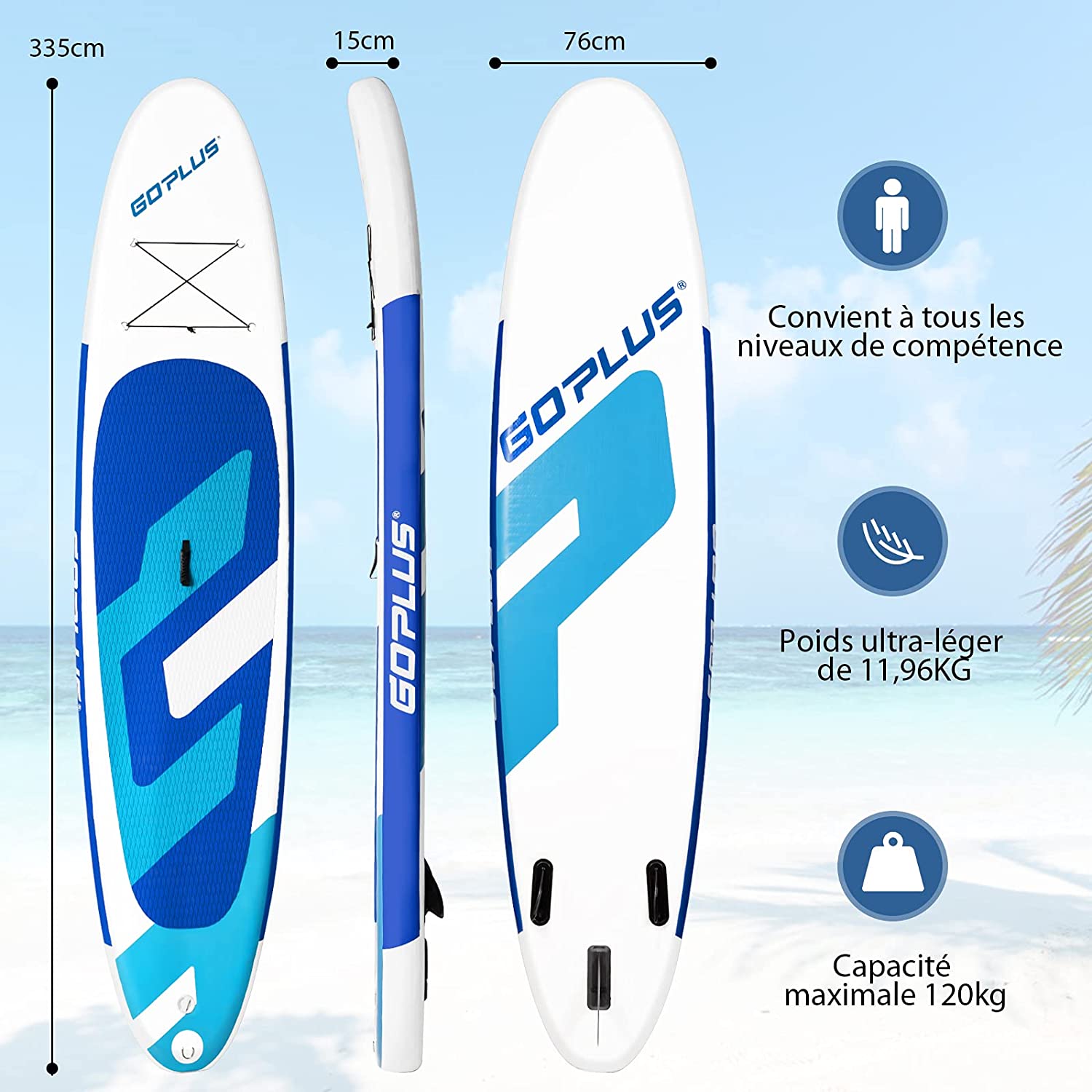 Planche De Paddle Board Gonflable 335x76x15cm à Prix Carrefour