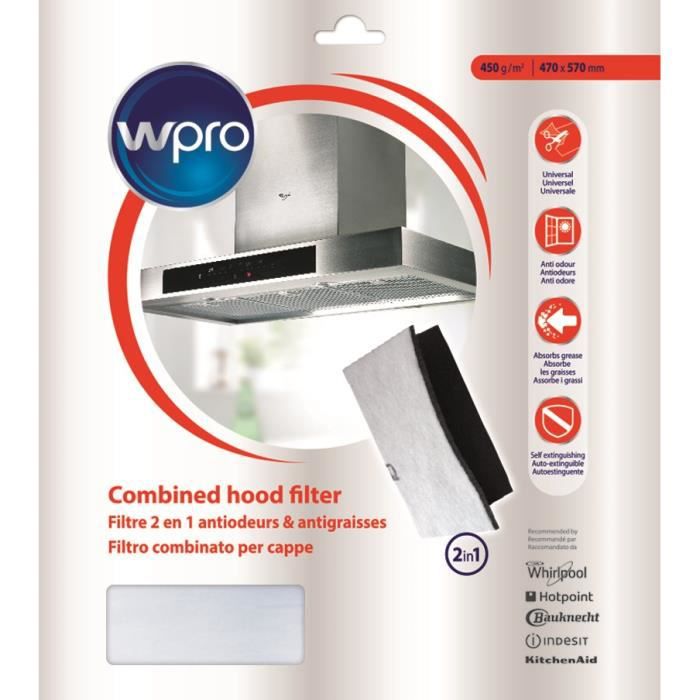Wpro Ucf016 Filtre Universel A Graisse Et A Charbon 2 En 1. Dim 470x570 ...