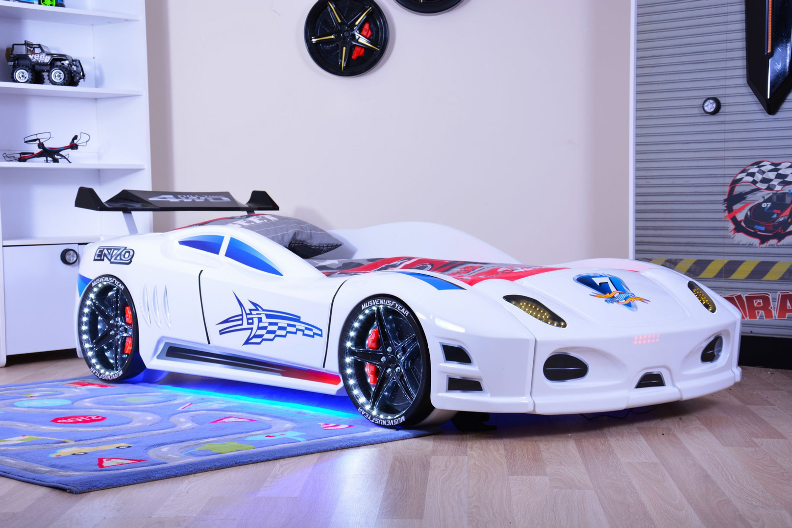 Lit Voiture Turbo V7 Rouge À Led à Prix Carrefour