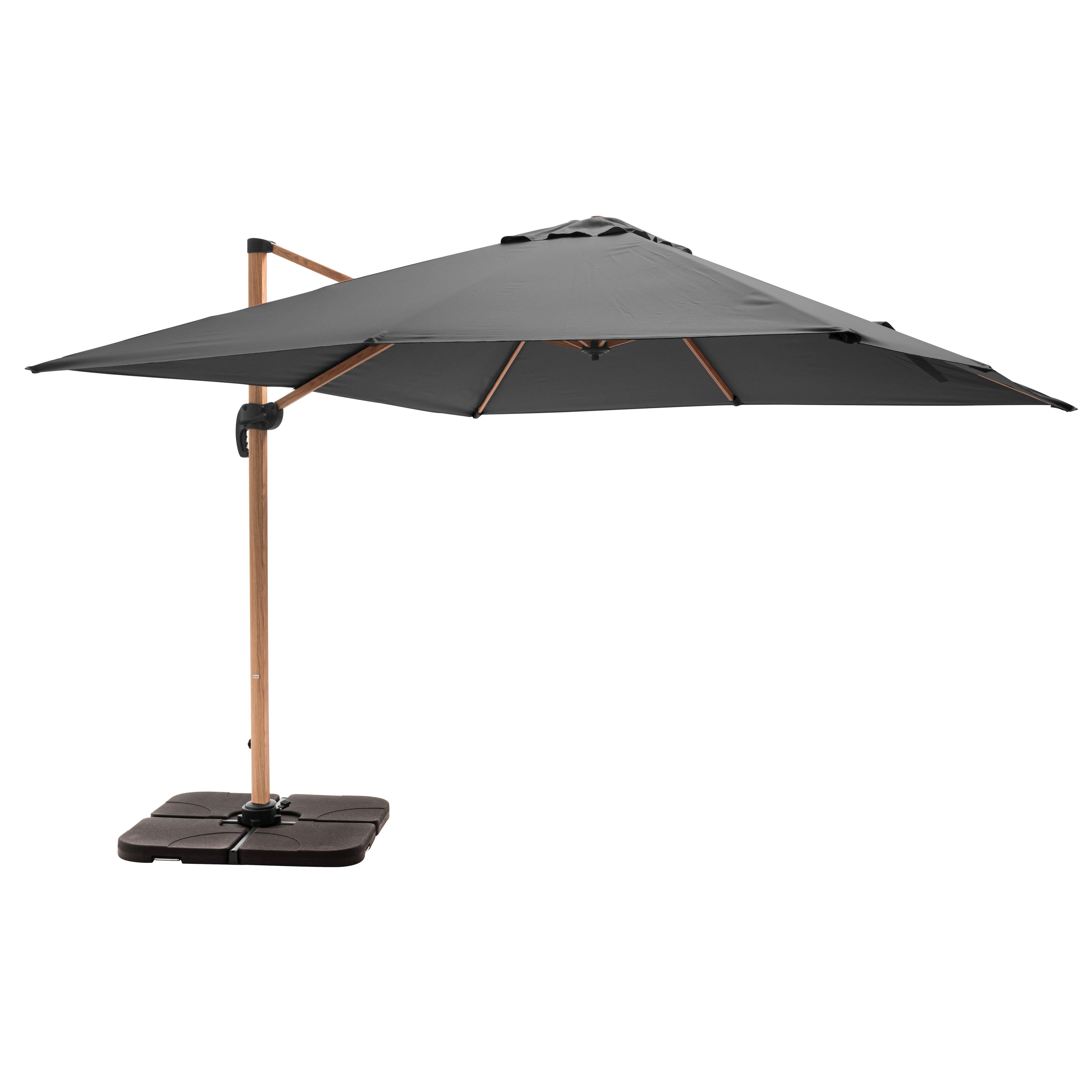 Parasol Déporté 3x3m Et 4 Dalles À Remplir Effet Bois Gris à Prix Carrefour