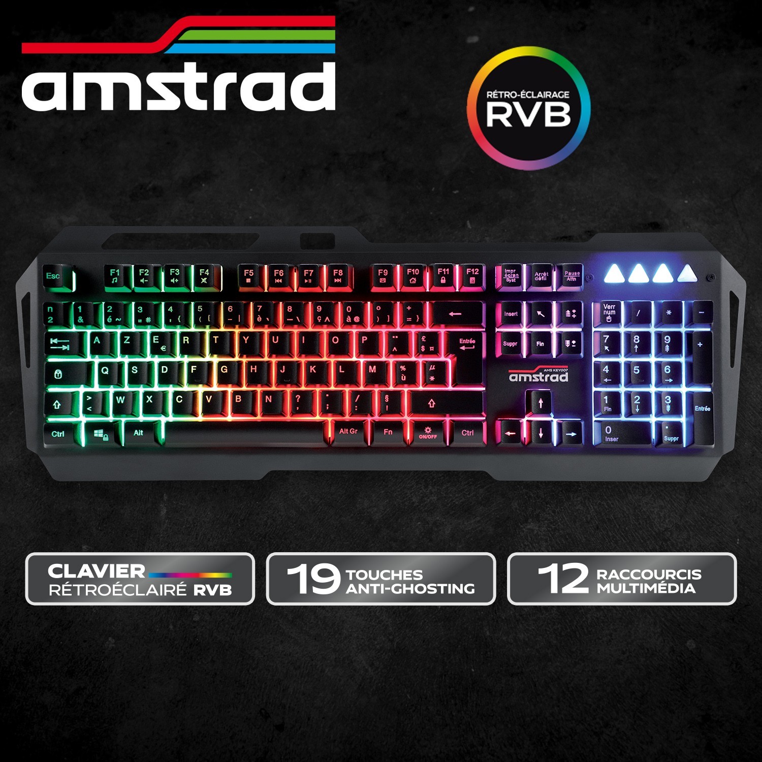 Clavier Pro Gamer Amstrad Ams Key007 Usb, Rétro-éclairage Rgb, Azerty à ...