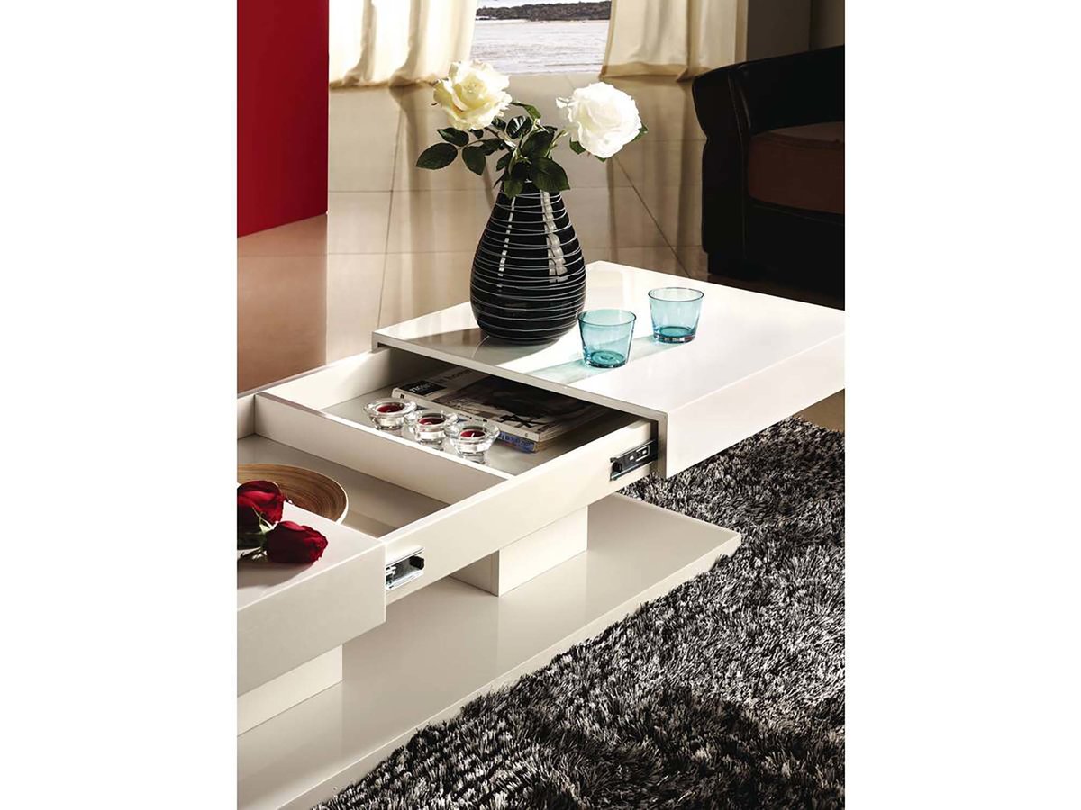 Table Basse Extensible "dalia" - 120 X 60 Cm - Blanc Laqué à Prix Carrefour