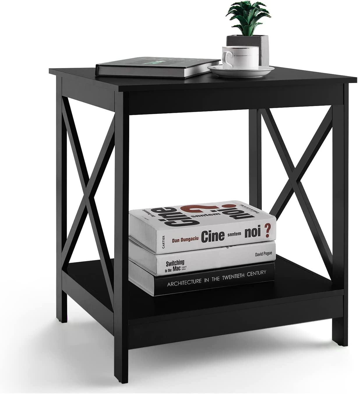 Costway Table D'appoint À 2 Niveaux De Style Moderne 51 X 45 X 56,5cm ...