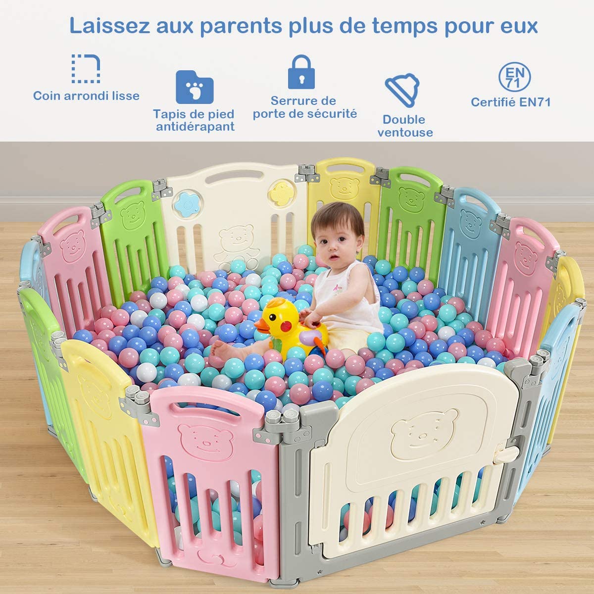 Costway Parc Bébé Pliable Barrière De Sécurité En Plastique Avec Porte ...