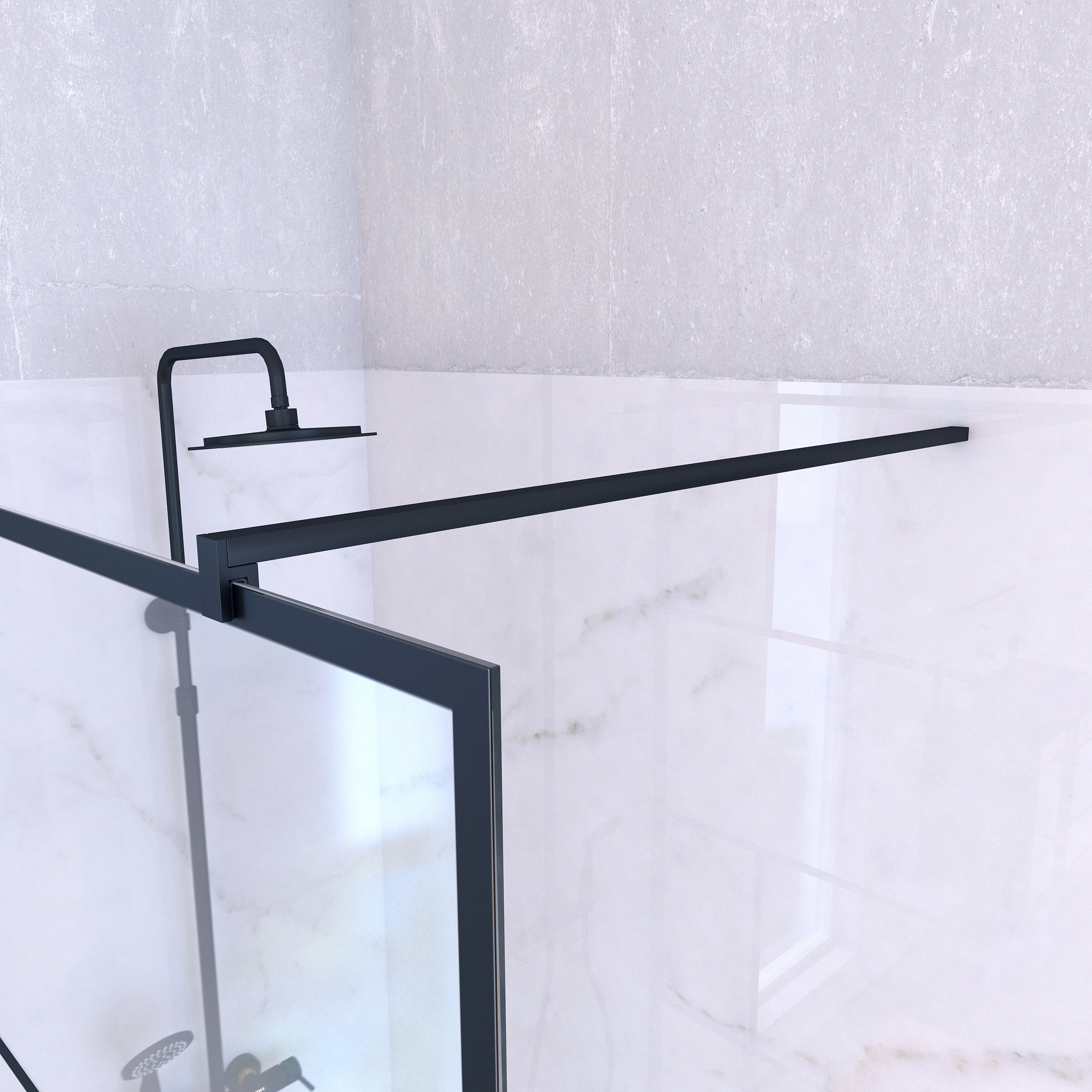 Paroi De Douche 120 Cm Sérigraphie Noire Et Receveur Blanc 80x120 ...