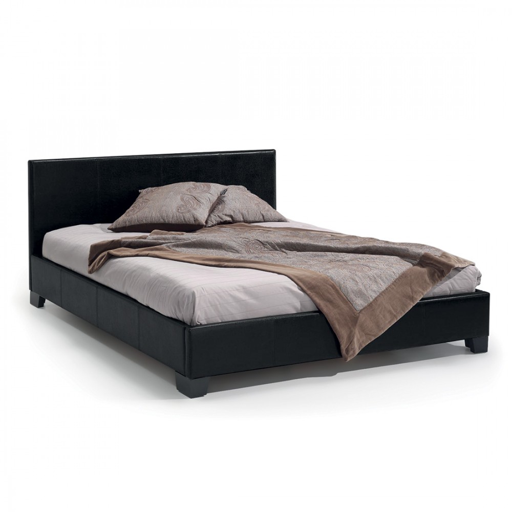 Lit Double Design Coloris Noir Pour Adulte Collection Roma, 160x200 Cm ...