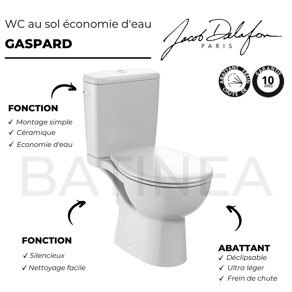 Wc À Poser Sans Bride Jacob Delafon Gaspard + Abattant | Economie D'eau ...