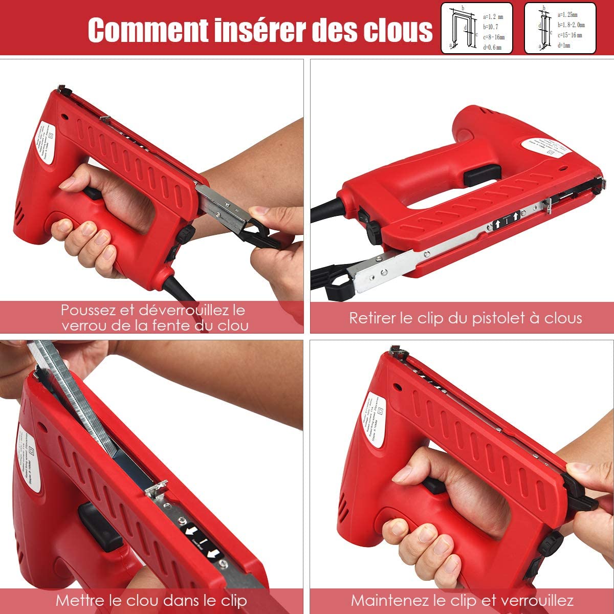 Costway Agrafeuse/cloueuse Electrique 2-en-1 Livré Avec 1200 Agrafes De ...