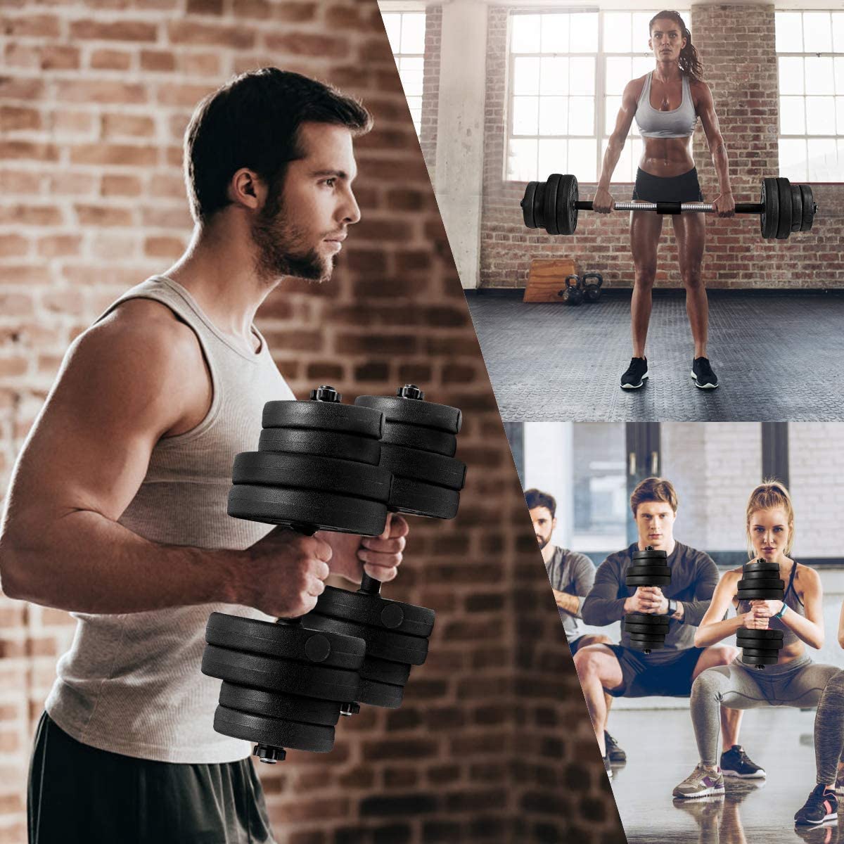 Costway Kit Haltères De Musculation Avec Disque Ajustable 30kg ...