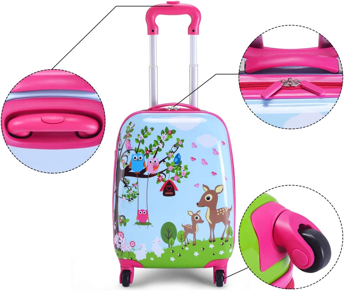 Costway Valise Enfant À Roulettes 16”+ Sac À Dos 12” Multi-modèle ...