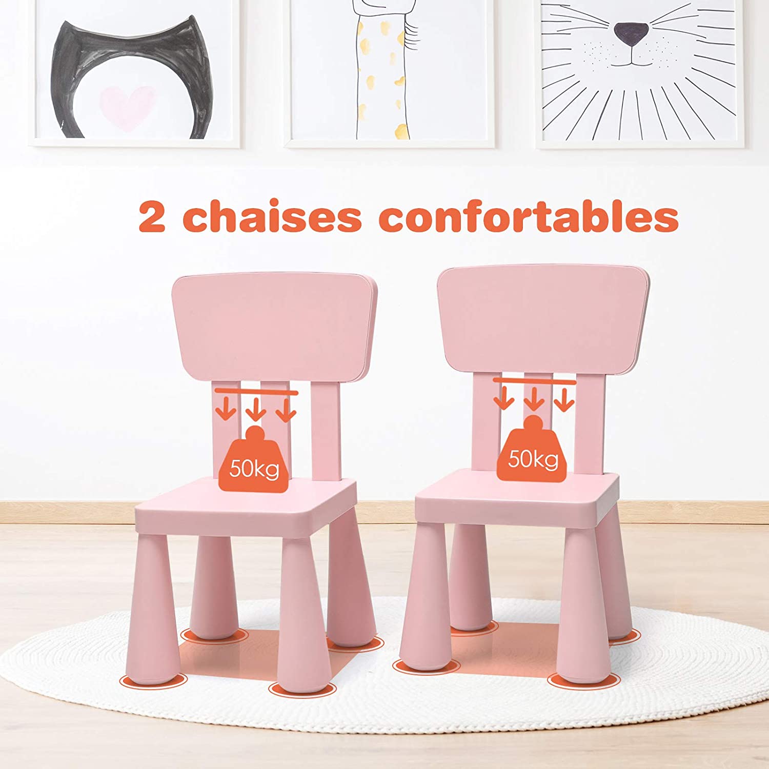 Costway Ensemble Table Et Chaises Pour Enfants Pour Jouer,manger, Dessiner à Prix Carrefour