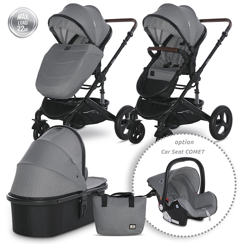 Poussette Combinée Trio 3 En 1 Avec Siège Auto 0m+ Boston Lorelli 0-22kg - Gris à Prix Carrefour