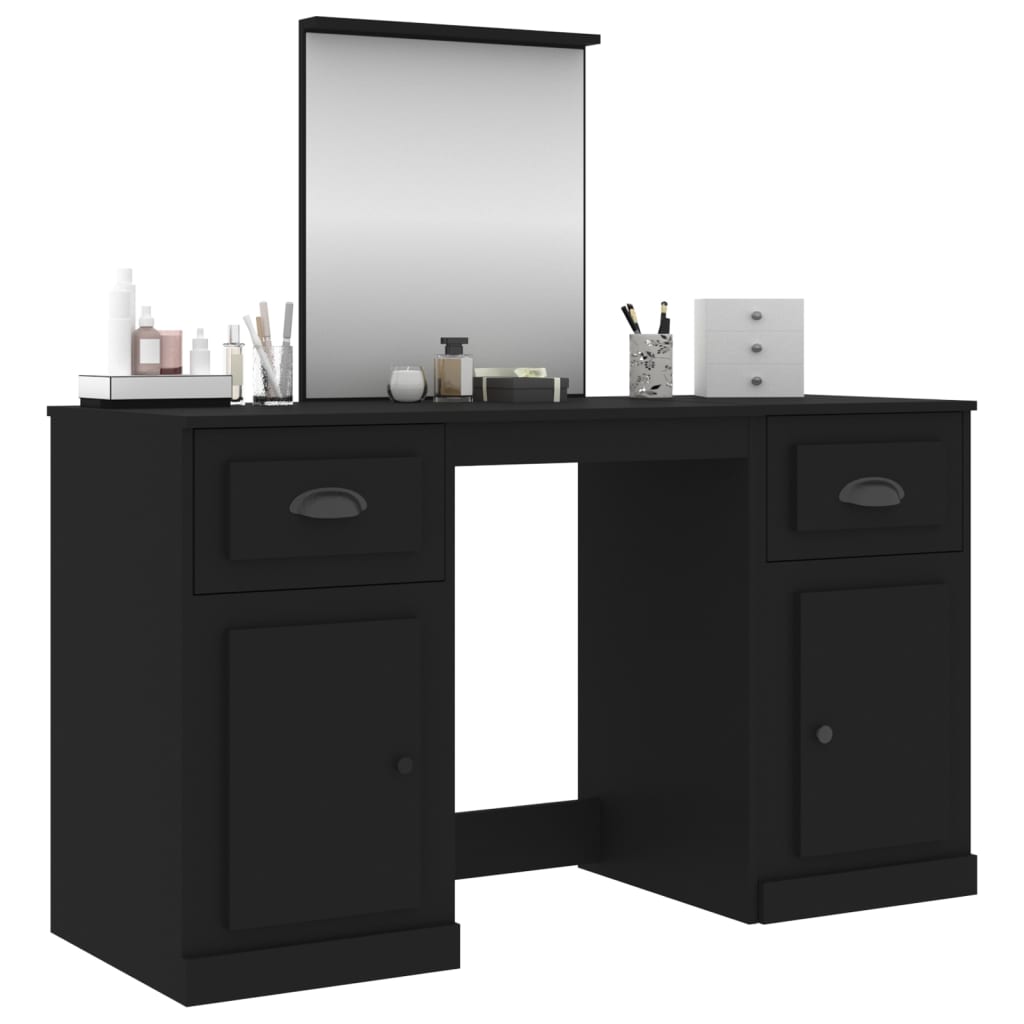 Coiffeuse Avec Miroir Noir 130x50x132,5 Cm Vidaxl à Prix Carrefour