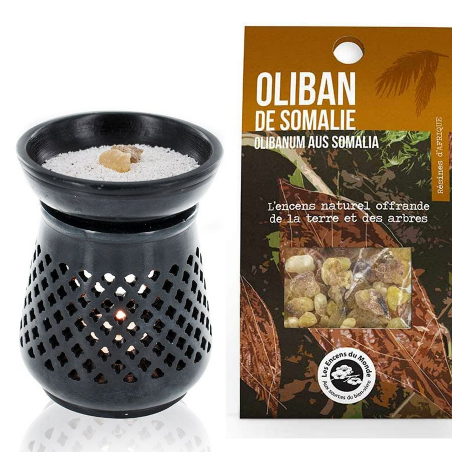 Diffuseur Porte-encens En Pierre Noire + Résine D'oliban De Somalie à ...