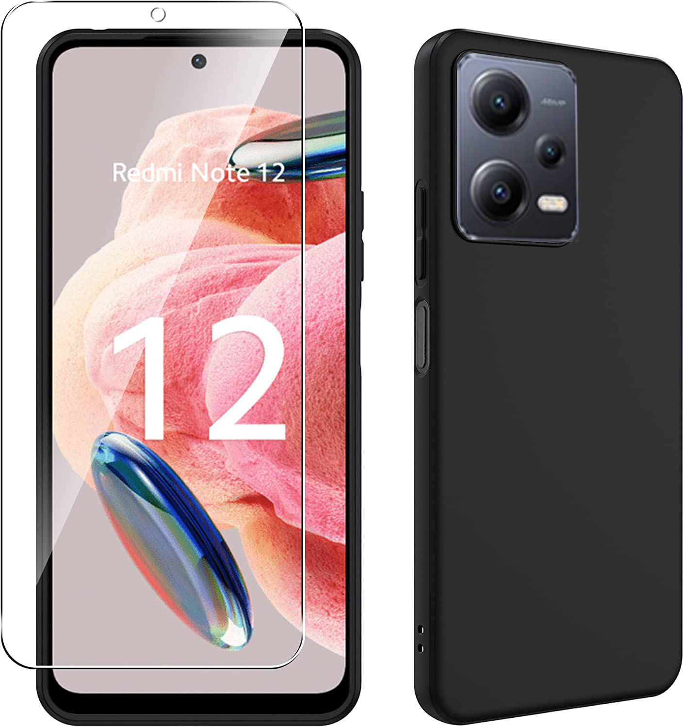 Pack Coque Noire En Tpu Et Protection Écran Vitre En Verre Trempé Pour ...