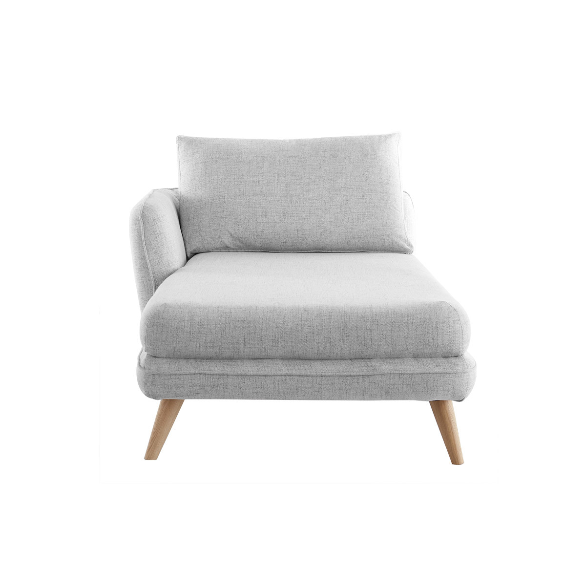 Méridienne Angle Gauche Scandinave En Tissu Gris Clair Chiné Et Bois ...