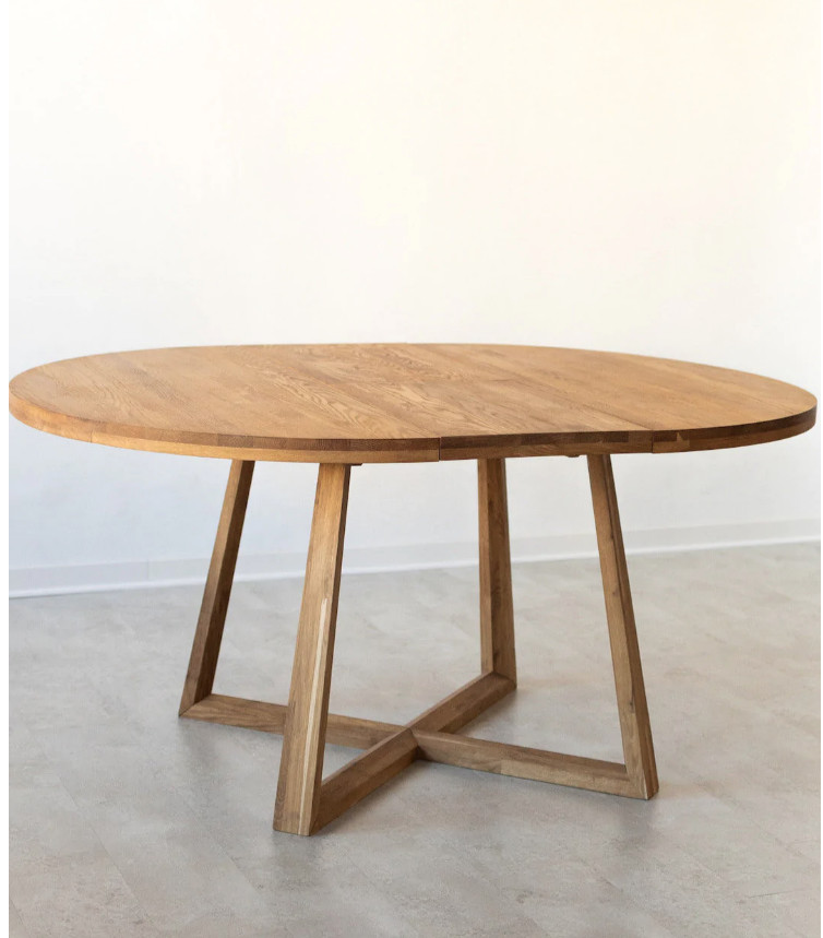 Table À Manger Ronde Extensible 130 À 170 Cm En Bois De Chêne Massif ...