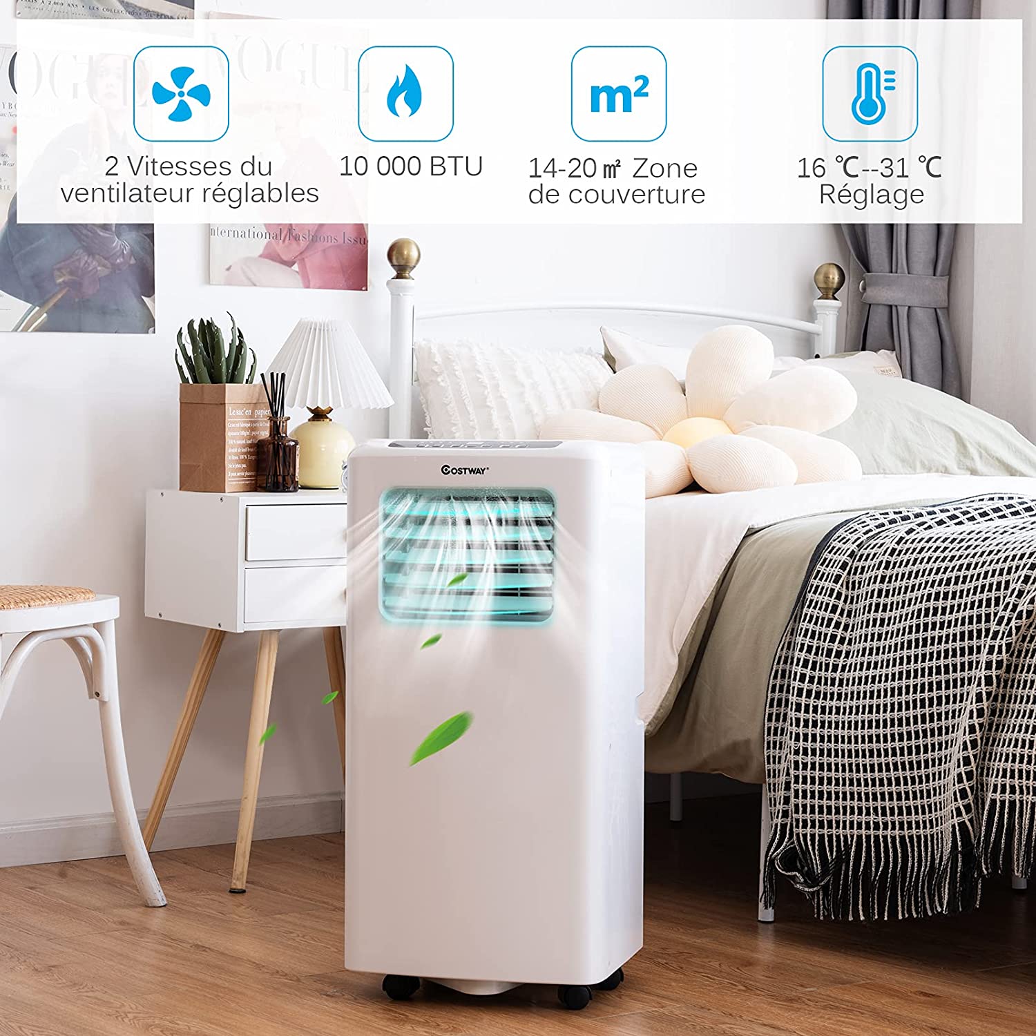 Costway Climatiseur D'air Mobile 3 En 1 Multifonctions Avec ... Costway Climatiseur D'air Mobile 3 En 1 Multifonctions Avec ...