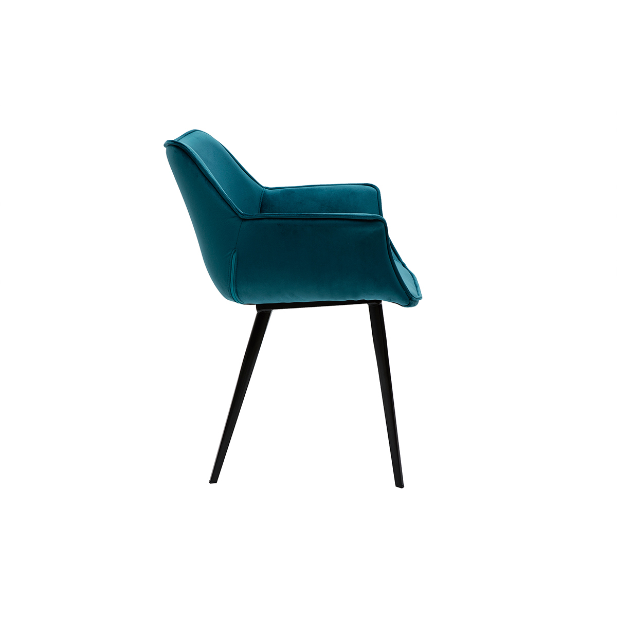 Chaise Design En Tissu Velours Bleu Pétrole Et Métal Noir Volo à Prix ...