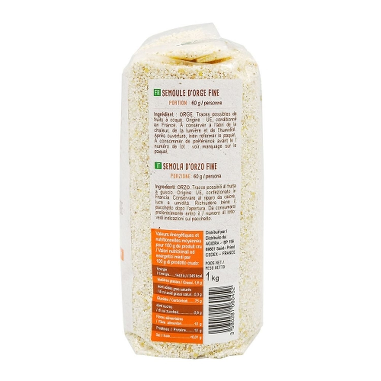 Semoule D'orge Fine - Sachet 1kg GRAIN DE FRAIS : l'unité de 1.0 kg à ...