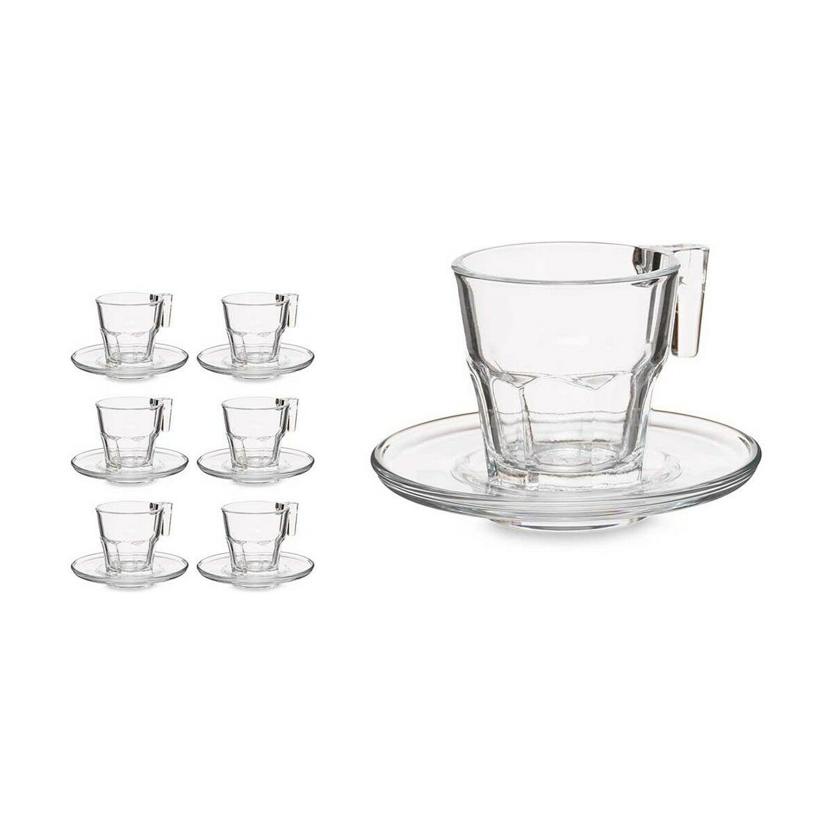 Jeu De 6 Tasses Avec Plat Casablanca Transparent Verre 4 Unités (70 Ml ...