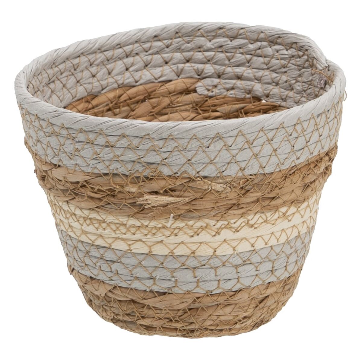 Lot De Paniers Naturel Gris 17 X 17 X 20 Cm Fibre Naturelle (3 Pièces ...