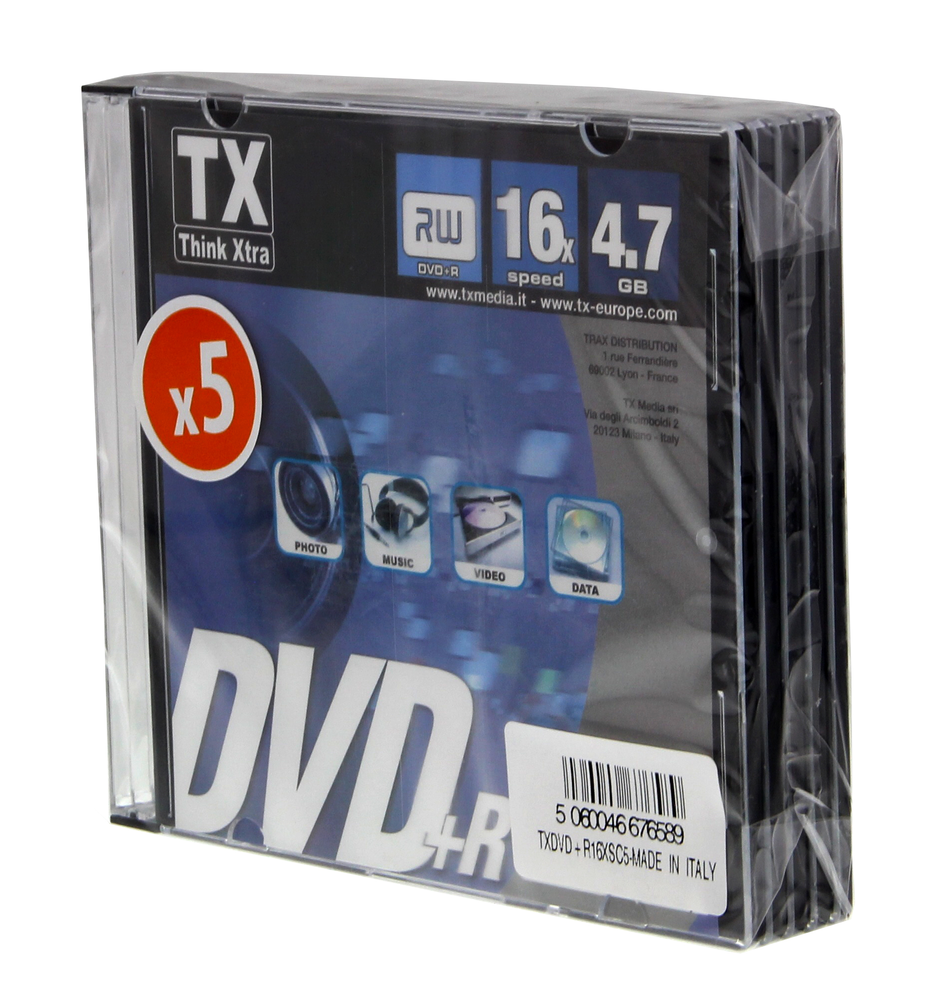 Pack De 5 Dvd+r 4.7go Tx Think Xtra 16x Slim à Prix Carrefour