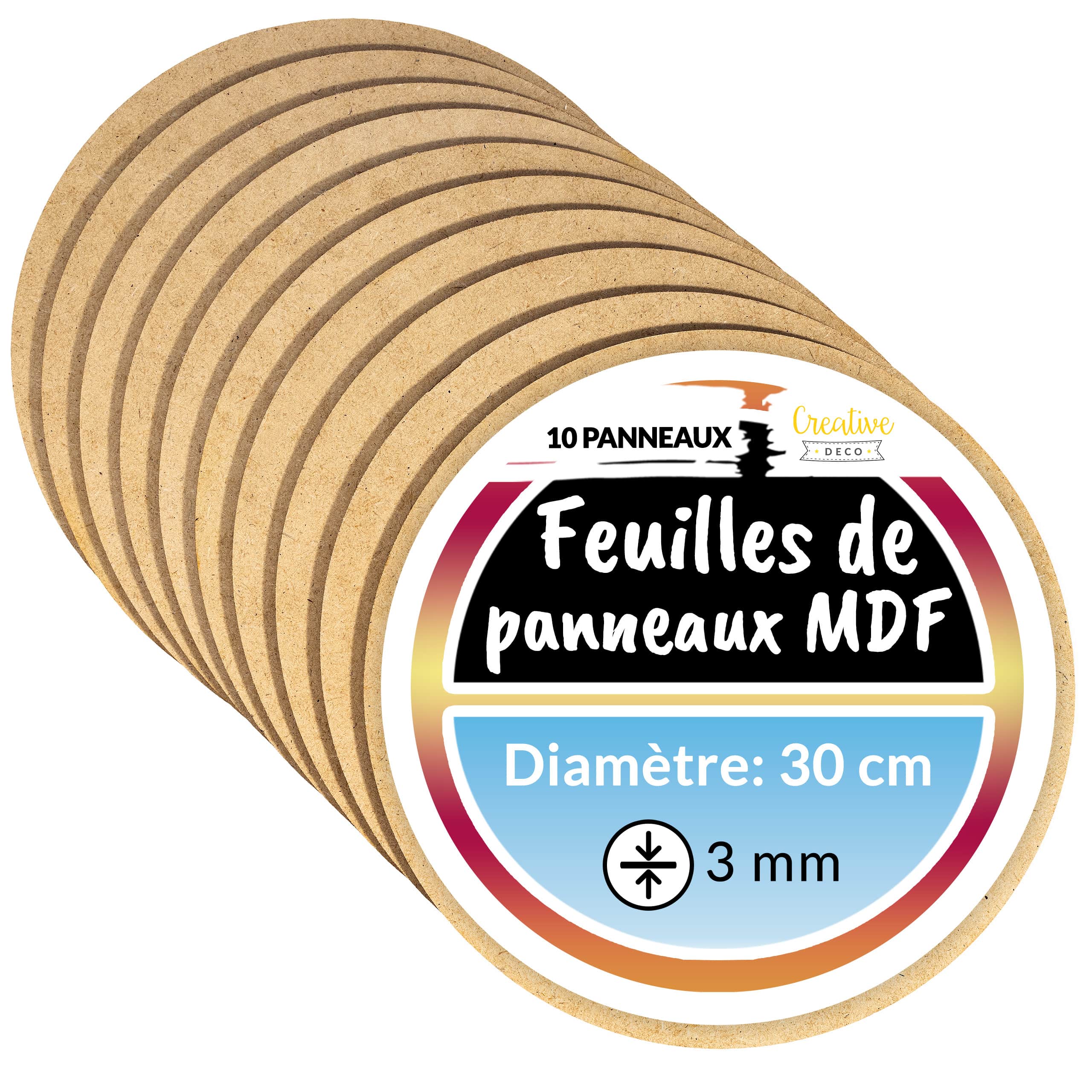 Creative Deco 10 X Panneau Mdf Rond | 300 X 300 X 3 Mm | Diamètre 30 Cm ...