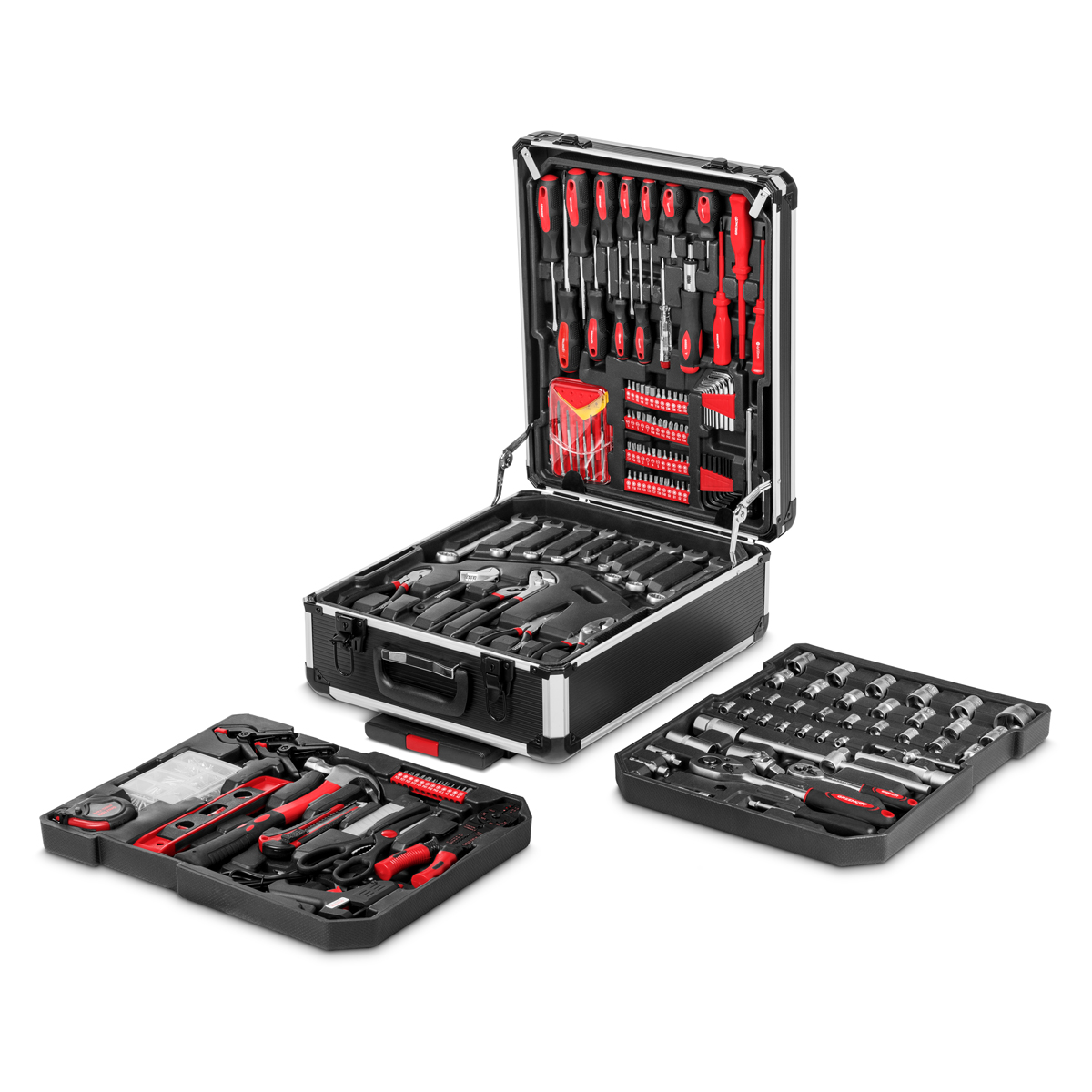 Boîte À Outils, Chariot Aluminium, 4 Compartiments, 819 Pièces, Outils ...