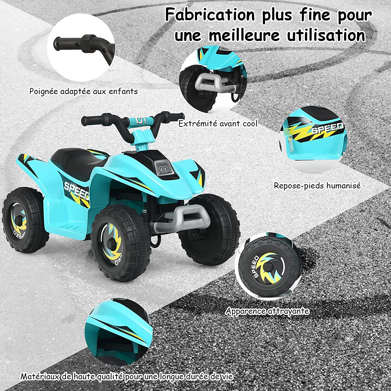 Quad Buggy Electrique Pour Enfant 6 V 4,5 Km-h Max. Voiture Pour ...