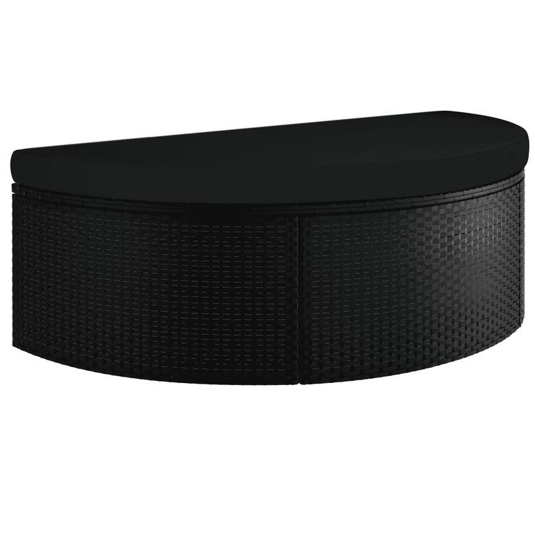 Lit De Jardin Avec Parasol Tissu Et Résine Tressée Noire Uvo à Prix ...