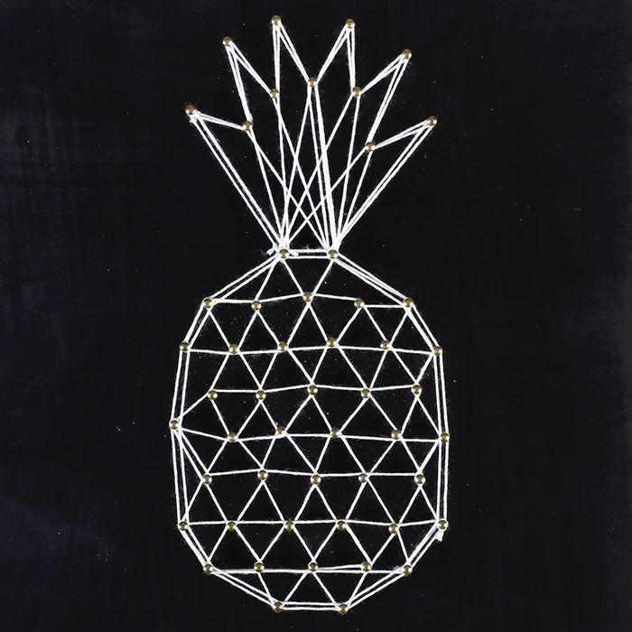Coffret String Art - Tableau Noir Ananas Art Filaire 22 X 22 Cm à Prix ...