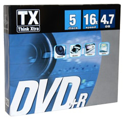 Pack De 5 Dvd+r 4.7go Tx Think Xtra 16x Slim à Prix Carrefour