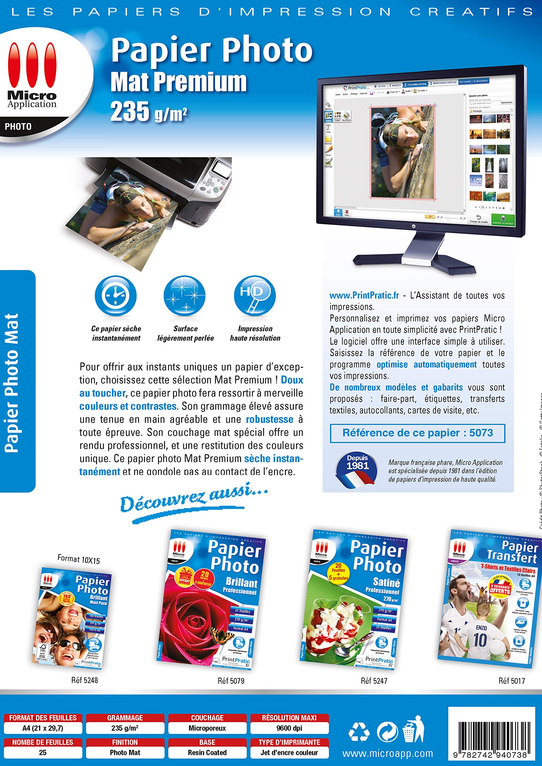 Pack Papiers Photo Mat Micro Application A4 Premium à Prix Carrefour
