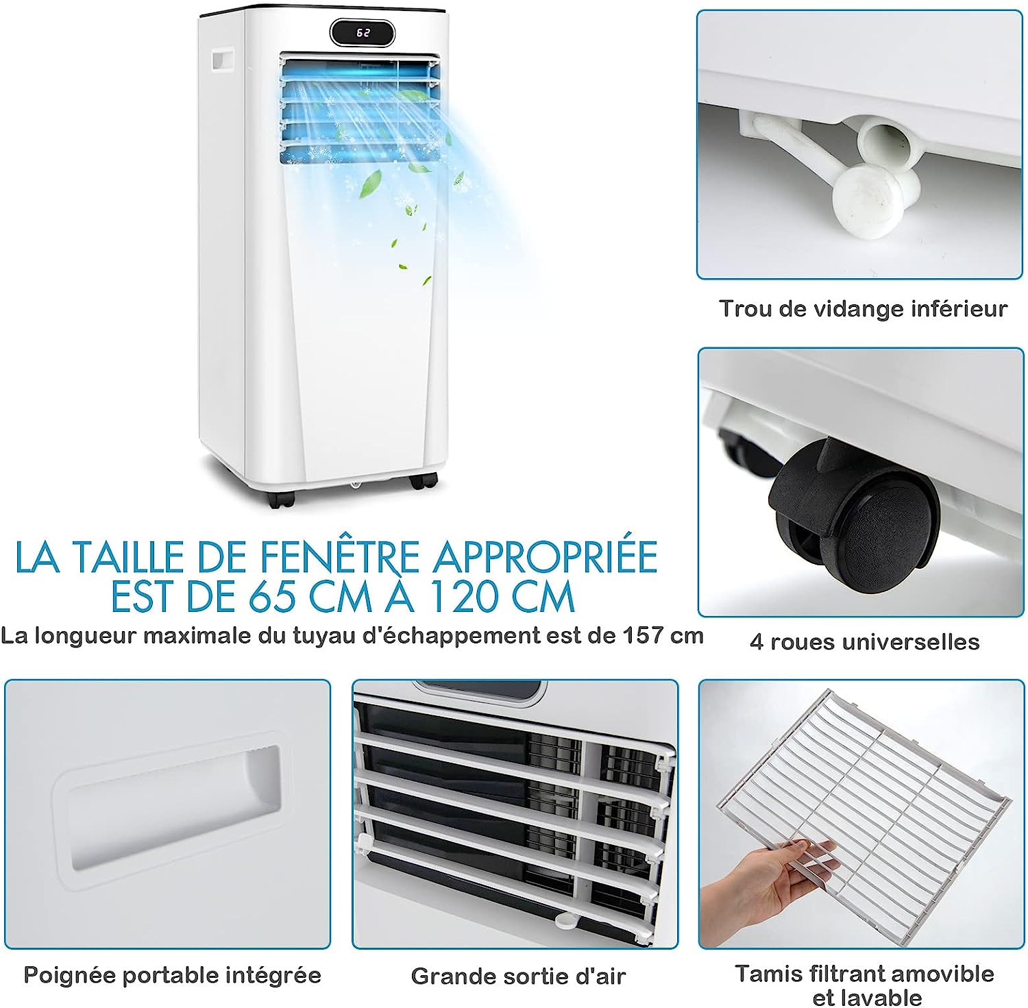 Climatiseur Mobile 9000 Btu, 4 En 1 [classe Énergétique A] Eco R290 à ...