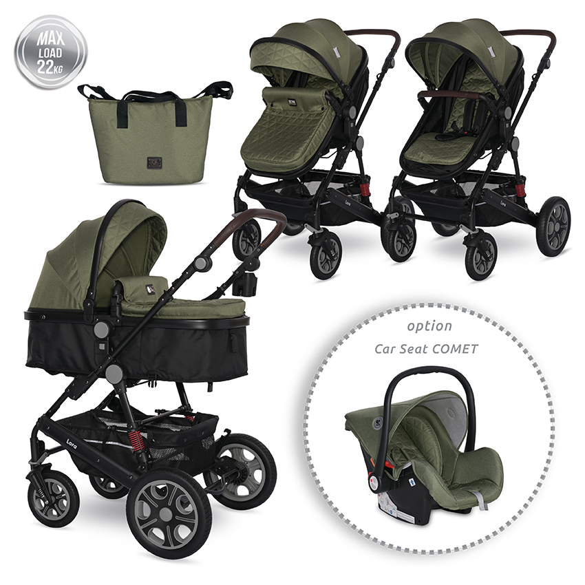 Lorelli - Poussette Combinée Trio 3 En 1 - Siège Auto 0m – Nacelle – Dès La Naissance – Jusqu’à ...
