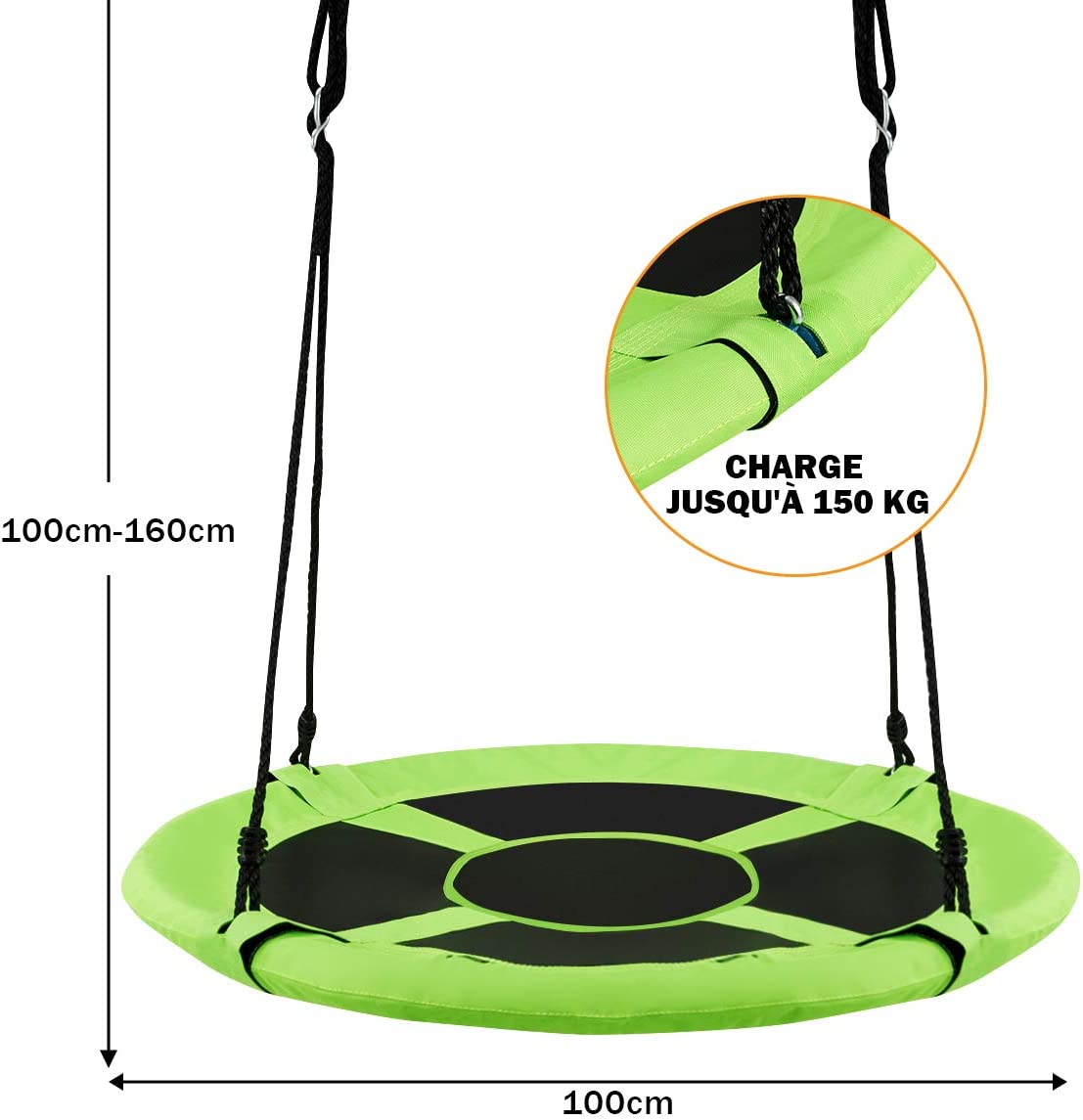 Costway Balançoire Nid D’oiseau Rond 100cm De Diamètre Pour Arbre Avec ...