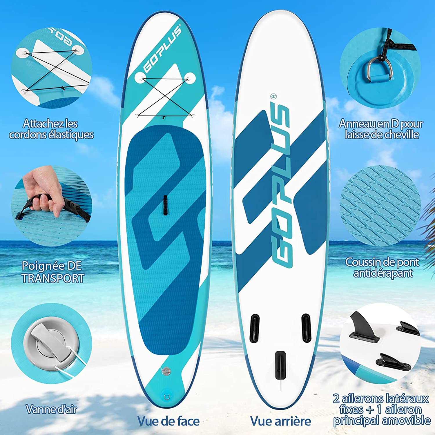 Planche De Paddle Board Gonflable 335x76x15cm Paddle Flottant Réglable Sac À Dos Leash à Prix ...