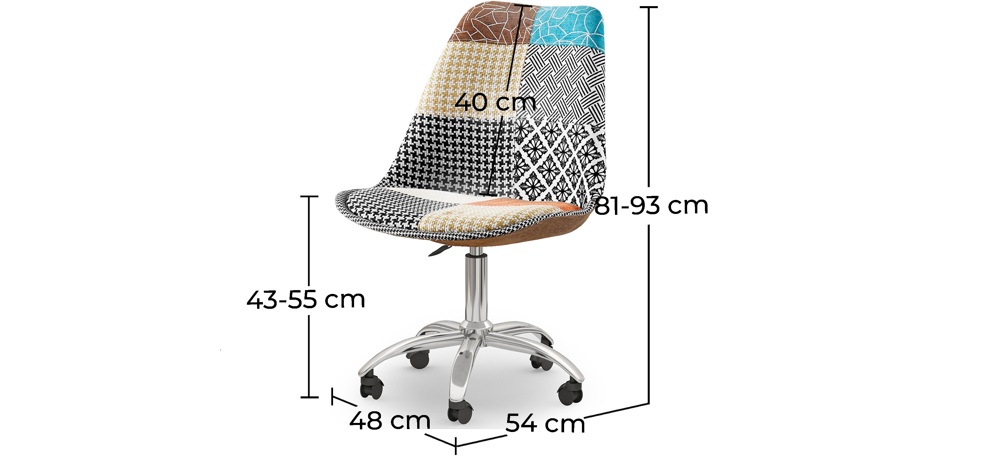 Chaise De Bureau Pivotante - Tissu Patchwork - Patty Multicolore à Prix Carrefour