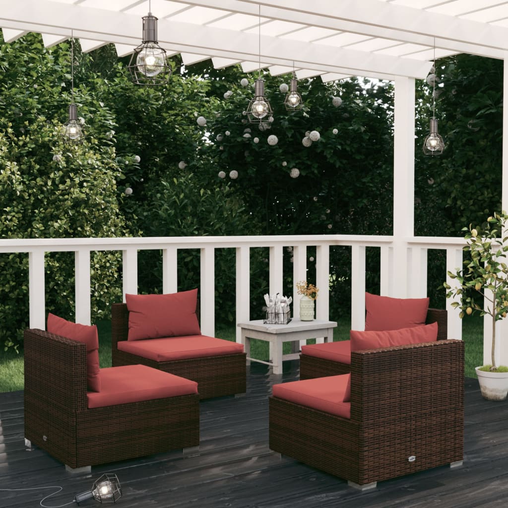 Salon De Jardin 4 Pcs Avec Coussins Résine Tressée Marron à Prix Carrefour