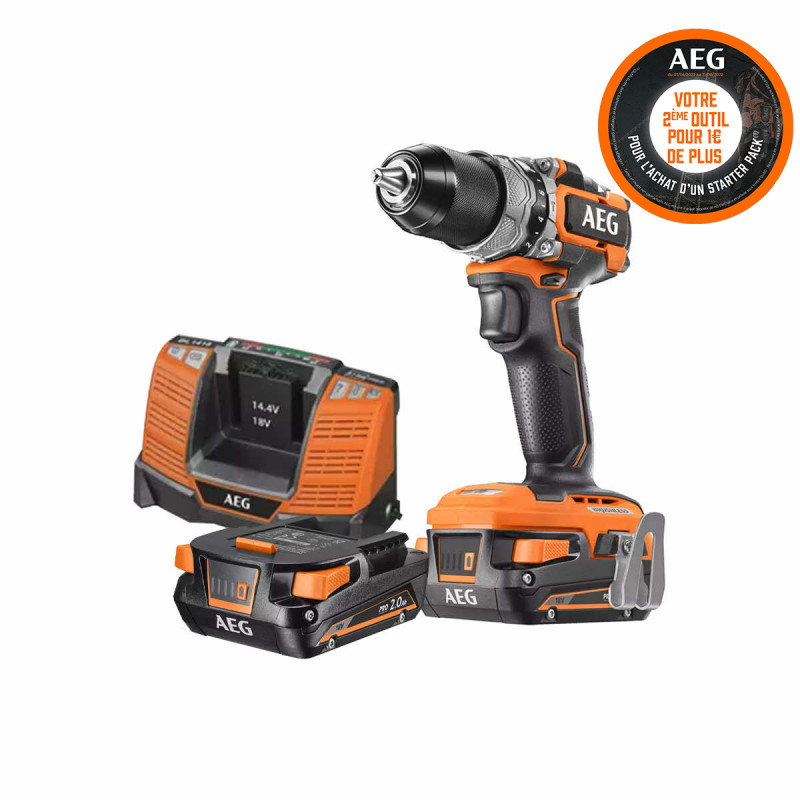 Perceuse-visseuse À Percussion Aeg Brushless 18 V - Subcompact - 2 Batteries 2.0 Ah à Prix Carrefour