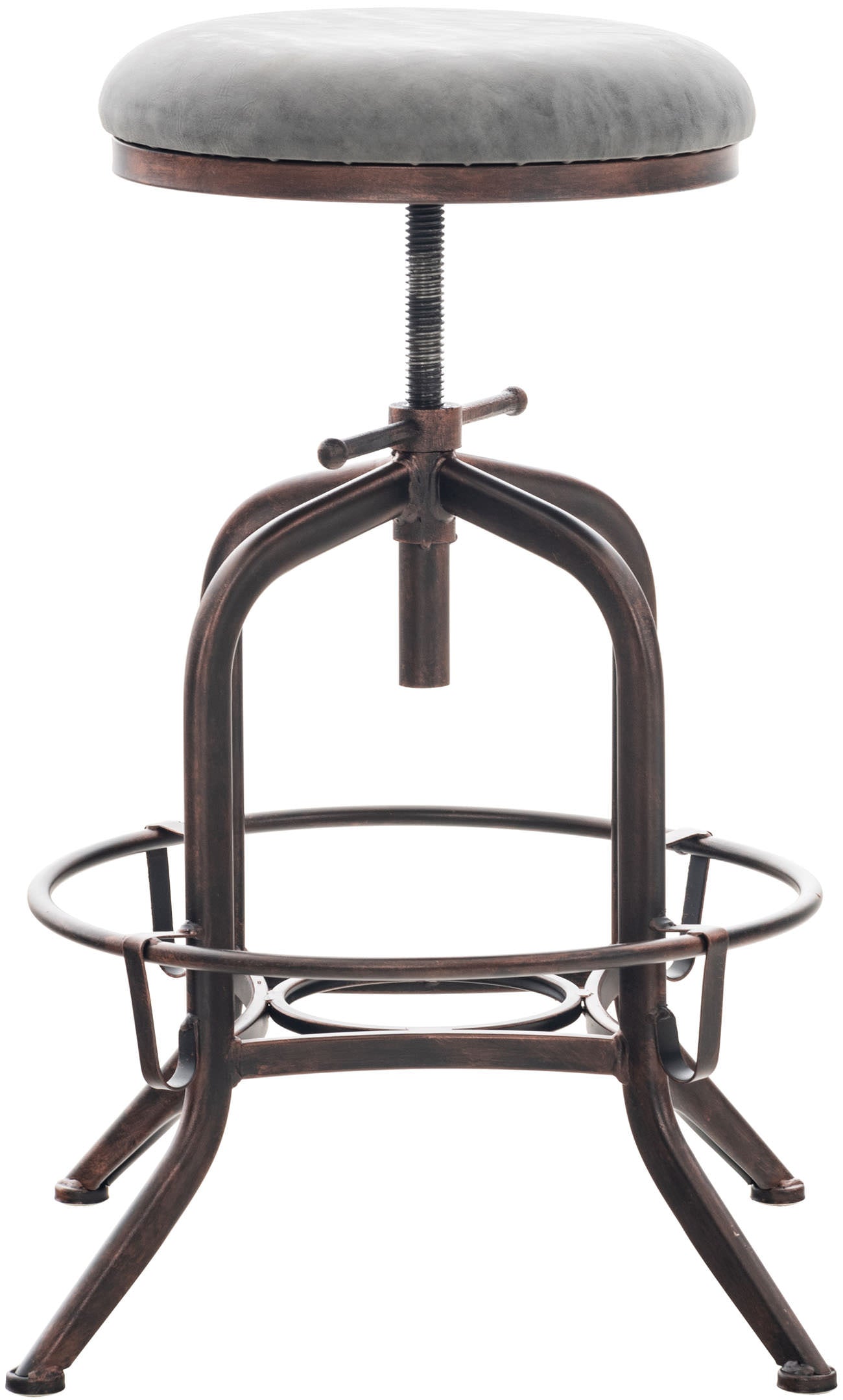Tabouret De Bar Repose-pieds En Métal Bronze Et Synthétique Gris Style ...