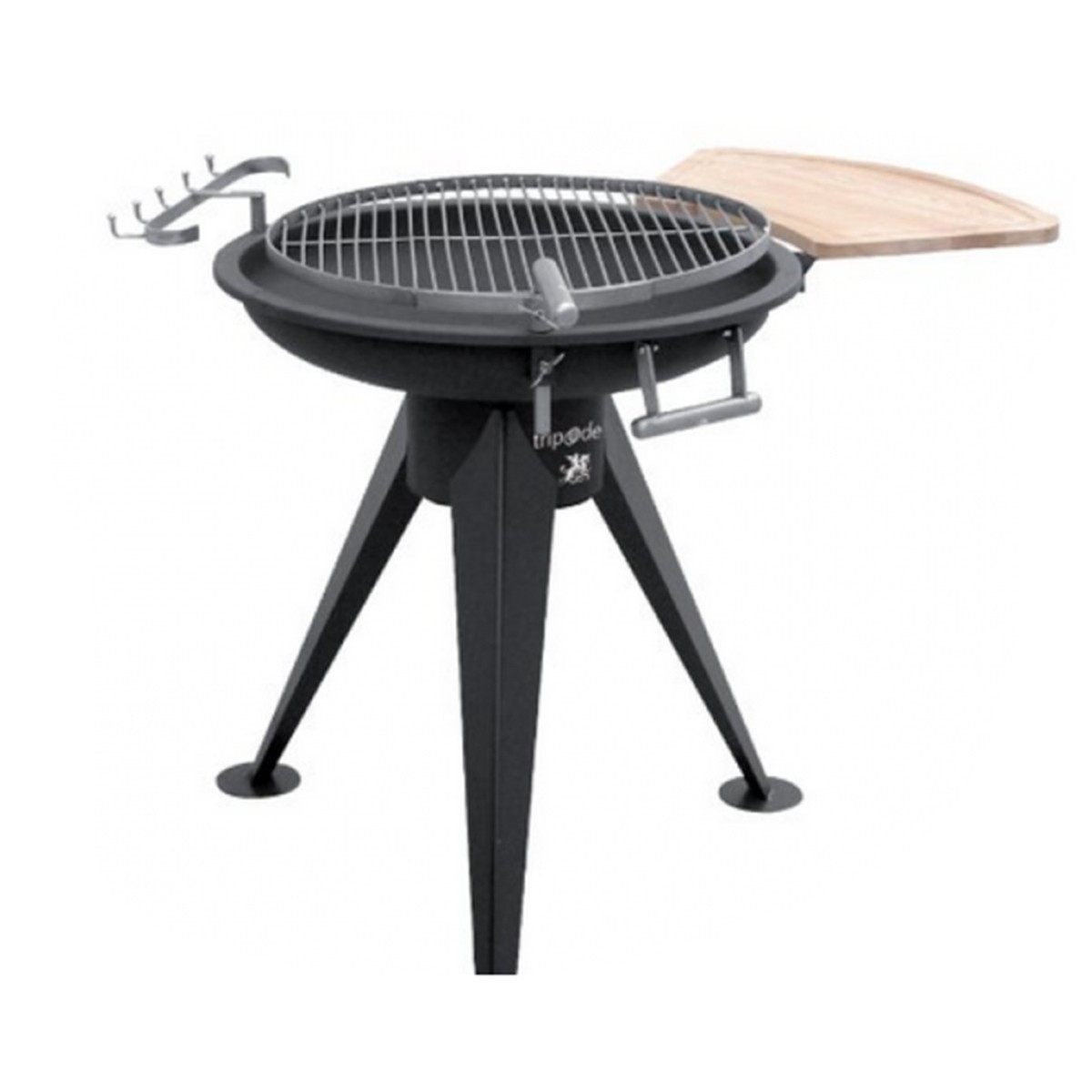 Barbecue À Charbon Grille Inox Rotative Ø 55cm Brasier 64 Cm Tablette ...